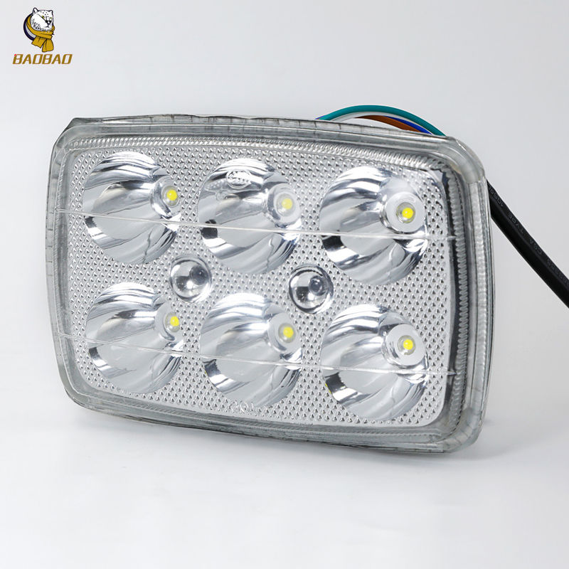 6 Beam 12V 4 Lines LED Automotive Work Light Silver Casing Glass Headlight